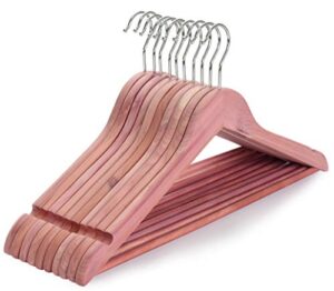 topia hanger american red cedar wood coat hangers, wooden suit hangers, 10 pack-natural, smooth cut notches- 360°flexible hook- solid non-slip bar - ct07c