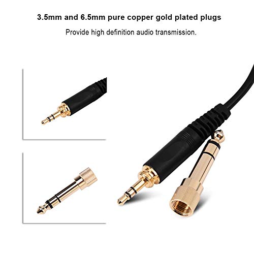 Coiled Headphone Cable with 3.5MM and 6.5MM Plug, Replacement Coiled Spring Stereo Audio Cable for HD25/560/540/480/430/250 Headphones