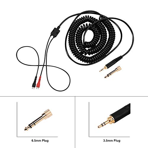 Coiled Headphone Cable with 3.5MM and 6.5MM Plug, Replacement Coiled Spring Stereo Audio Cable for HD25/560/540/480/430/250 Headphones