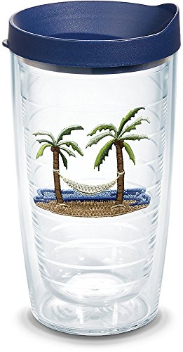 Tervis Palm Tree & Hammock Scene Insulated Tumbler, 1 Count (Pack of 1), Navy Lid