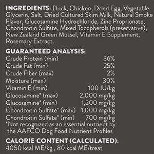 DOGSWELL 100% Grilled Meat Dog Treats, Made in The USA with Glucosamine, Chondroitin & New Zealand Green Mussel for Healthy Hips, 20 oz Duck