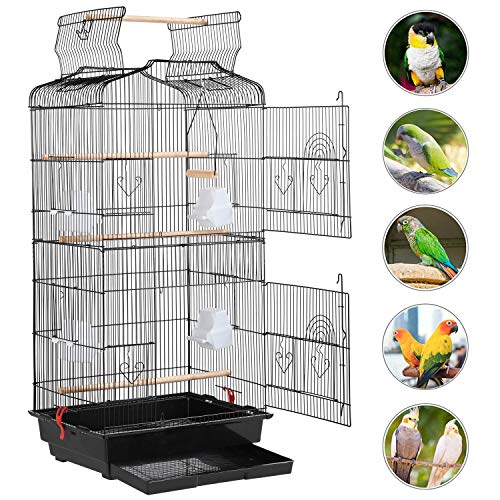 Yaheetech 41-inch Open Top Medium Parakeet Bird Cages for Parakeets Finches Canaries Lovebirds Small Quaker Parrots Cockatiels Budgie Green Cheek Conure Travel Pet Flight Bird Cage Birdcage