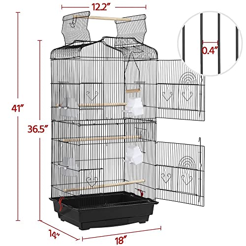 Yaheetech 41-inch Open Top Medium Parakeet Bird Cages for Parakeets Finches Canaries Lovebirds Small Quaker Parrots Cockatiels Budgie Green Cheek Conure Travel Pet Flight Bird Cage Birdcage