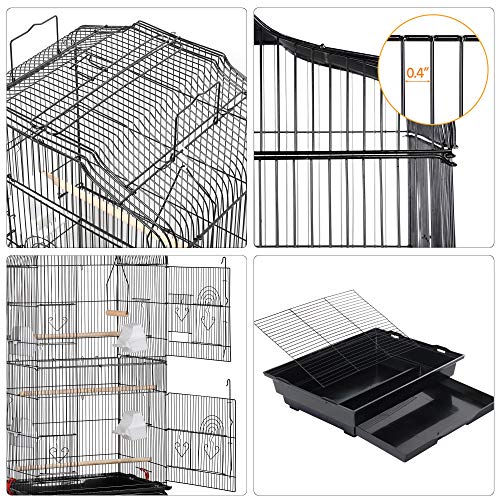 Yaheetech 41-inch Open Top Medium Parakeet Bird Cages for Parakeets Finches Canaries Lovebirds Small Quaker Parrots Cockatiels Budgie Green Cheek Conure Travel Pet Flight Bird Cage Birdcage