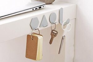 4pcs creative wrought iron viscose hooks free punching kitchen bathroom hook hooks (gray)