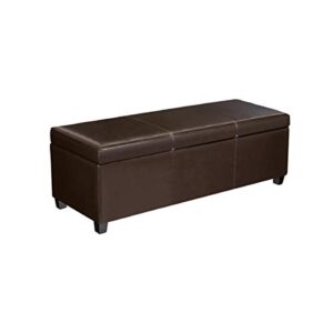 first hill fhw madison rectangular faux leather storage ottoman bench, large, espresso brown