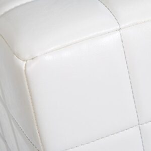 FIRST HILL FHW Altair Square Faux-Leather Ottoman - Moonlight White