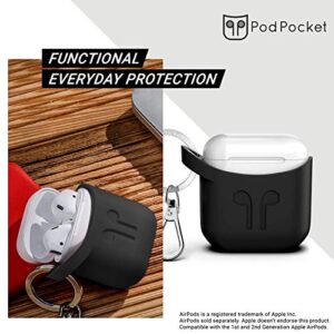 PodPocket Scoop AirPod Storage Case with Protective Translucent Silicone and Impact Protection Midnight Black