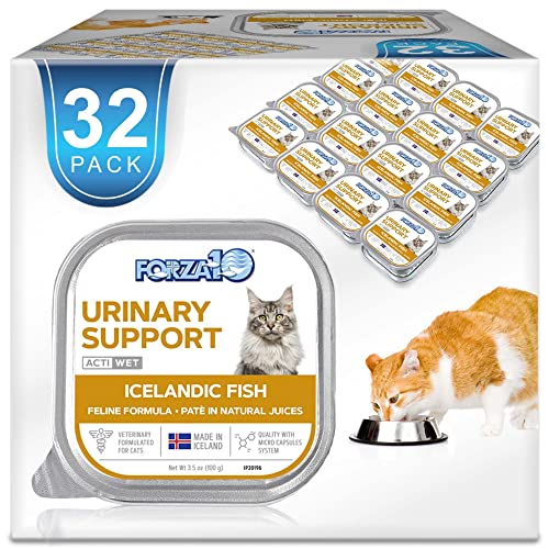 Forza10 Actiwet Urinary Cat Food, Canned Salmon Fish Flavor Urinary Tract Health Cat Food Wet, Vet Approved for Urinary Health, for Adult Cats, 3.5 Ounce, 32 Pack Case