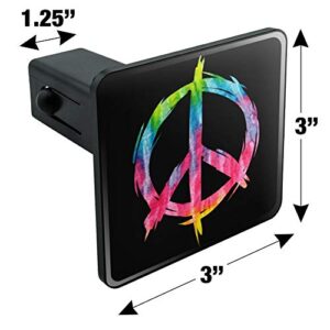 Tie Dye Peace Sign Tow Trailer Hitch Cover Plug Insert 1 1/4 inch (1.25")