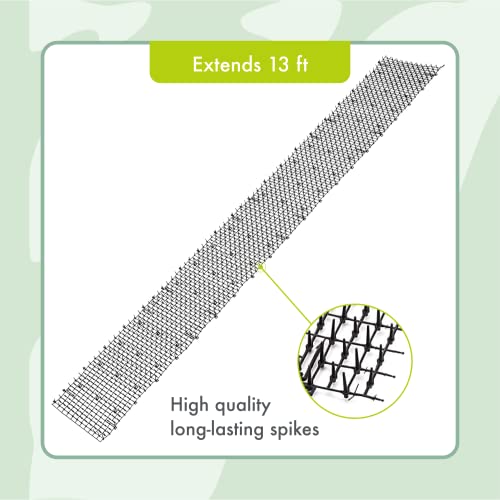 Homarden Outdoor Training Mat for Cats (13 ft) - Cat Scat Mat Indoor and Outdoor - Cat Spikes with 12 Garden Staples to Keep of Dog Off Couch and Keep Cats Out of Yard