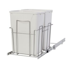 panacea grayline double trash can slide out basket storage, satin nickel