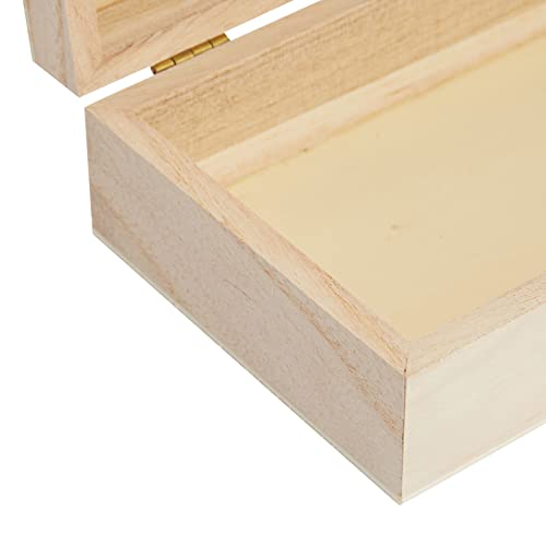 6-Pack Unfinished Wooden Boxes for Crafts with Hinged Lids and Front Clasps, Small Size to Hold Jewelry, Keys, Stickers, Playing Cards (Rectangular, Natural Color, 6x4x2 in)