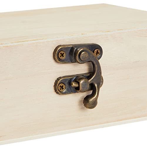 6-Pack Unfinished Wooden Boxes for Crafts with Hinged Lids and Front Clasps, Small Size to Hold Jewelry, Keys, Stickers, Playing Cards (Rectangular, Natural Color, 6x4x2 in)