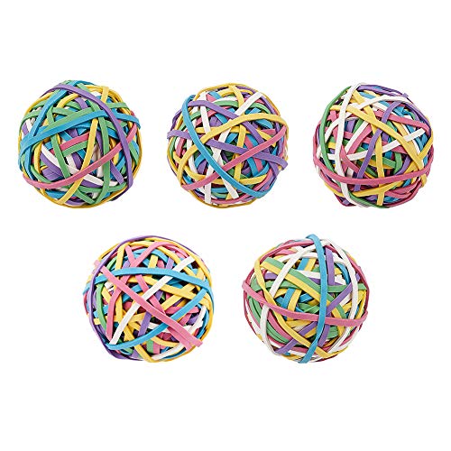 NBEADS 5 Rolls 600Pcs 3mm Bulk Colored Rubber Band Balls, 0.36" Rainbow Colorful Elastic Stretchable Rubber Bands, Stationery Holder Elastic Band Loops for Arts Crafts Document Office Supplies