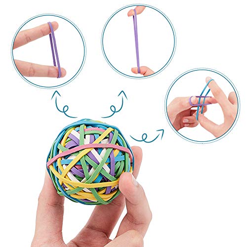 NBEADS 5 Rolls 600Pcs 3mm Bulk Colored Rubber Band Balls, 0.36" Rainbow Colorful Elastic Stretchable Rubber Bands, Stationery Holder Elastic Band Loops for Arts Crafts Document Office Supplies