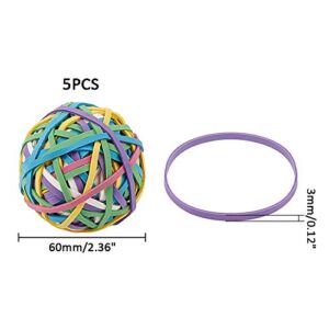 NBEADS 5 Rolls 600Pcs 3mm Bulk Colored Rubber Band Balls, 0.36" Rainbow Colorful Elastic Stretchable Rubber Bands, Stationery Holder Elastic Band Loops for Arts Crafts Document Office Supplies