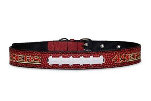 pets first tough leather pet collar nfl san francisco 49ers premium dog collar, limited edition, size medium. best & strongest heavy-duty dog collar!, medium (16-20"" long & 1"" wide)