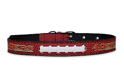 Pets First Tough Leather Pet Collar NFL SAN Francisco 49ERS Premium Dog Collar, Limited Edition, Size Medium. Best & Strongest Heavy-Duty Dog Collar!, Medium (16-20"" Long & 1"" Wide)