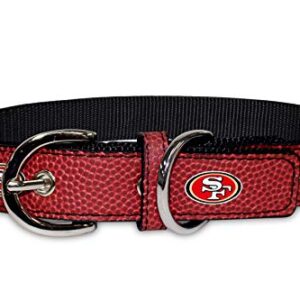 Pets First Tough Leather Pet Collar NFL SAN Francisco 49ERS Premium Dog Collar, Limited Edition, Size Medium. Best & Strongest Heavy-Duty Dog Collar!, Medium (16-20"" Long & 1"" Wide)