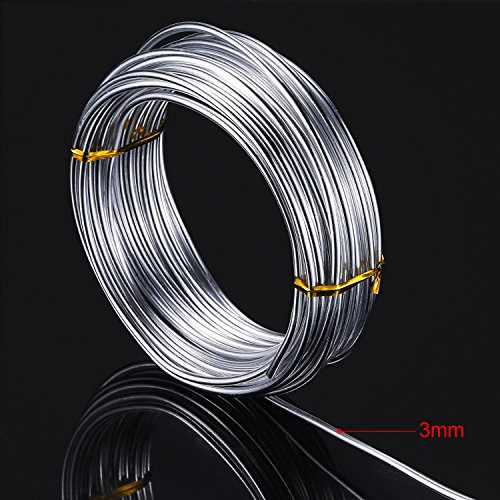 32.8 Feet Aluminum Wire, Wire Armature, Bendable Metal Craft Wire for Making Dolls Skeleton DIY Crafts(Silver, 3 mm Thickness)