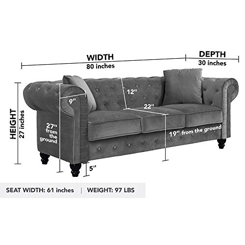 Divano Roma Classic Sofas, Large, Grey