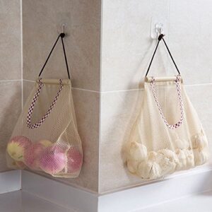 hatisan Reusable Hanging Storage Mesh Bags Durable & Strong Fruit and Vegetable Mesh Bags/Pulling resistance Storage Tote Bags for Garlics, Potatoes, Onions or Garbage Bag-Clear(4Pcs)