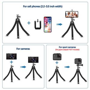 Phone Tripod,Portable and Flexible Adjustable Cell Phone Stand Holder with Remote and Universal Clip for iPhone Android Phone Compact Digital Camera Sports Camera