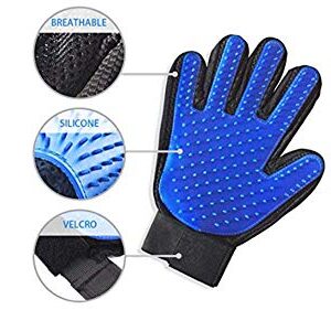 [Upgrade version]Pet Grooming Glove- Efficient Pet Hair Remover gloves- Gentle Deshedding Brush- Massage glove with Enhanced Five Finger Design- Perfect for Dogs & Cats with Long & Short Fur - 1 Pair