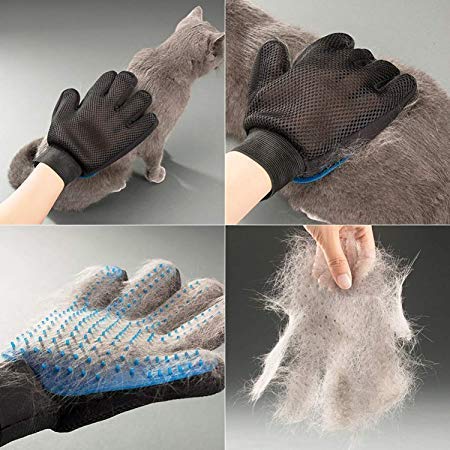 [Upgrade version]Pet Grooming Glove- Efficient Pet Hair Remover gloves- Gentle Deshedding Brush- Massage glove with Enhanced Five Finger Design- Perfect for Dogs & Cats with Long & Short Fur - 1 Pair