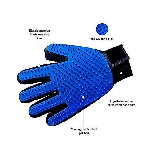 [Upgrade version]Pet Grooming Glove- Efficient Pet Hair Remover gloves- Gentle Deshedding Brush- Massage glove with Enhanced Five Finger Design- Perfect for Dogs & Cats with Long & Short Fur - 1 Pair