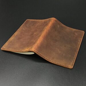 Genuine Leather Notebook, Passport Book 3.5 x 5 in Mini Composition Cover, 64 Pages Ruled, Pocket Size, Brown