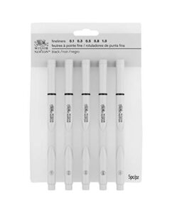 winsor & newton fineliner fine point pen set, assorted, set of 5, black