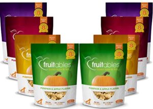 fruitables baked dog treats variety 8 pack - 2 pumpkin & apple - 2 pumpkin & banana - 2 pumpkin & blueberry - 2 pumpkin & cranberry - 7 oz each