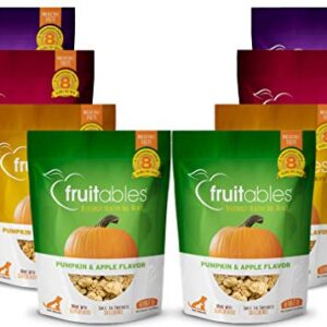 Fruitables Baked Dog Treats Variety 8 Pack - 2 Pumpkin & Apple - 2 Pumpkin & Banana - 2 Pumpkin & Blueberry - 2 Pumpkin & Cranberry - 7 oz Each