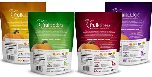 Fruitables Baked Dog Treats Variety 8 Pack - 2 Pumpkin & Apple - 2 Pumpkin & Banana - 2 Pumpkin & Blueberry - 2 Pumpkin & Cranberry - 7 oz Each