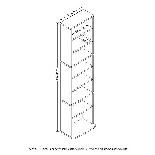 FURINNO JAYA Space Saving Multimedia Storage Tower, Espresso