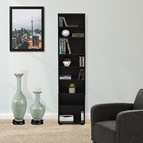 FURINNO JAYA Space Saving Multimedia Storage Tower, Espresso