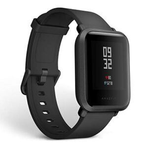 amazfit bip fitness smartwatch, all-day heart rate and activity tracking, sleep monitoring, built-in gps, 45-day battery life, bluetooth, onyx black