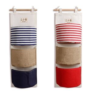 nasogod hanging storage bag, wall mounted 3 bags nursery storage bag over the door storage pockets fabric wall door closet hanging storage bag organizer 2 packs stripe