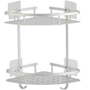 hawsam no drilling bathroom corner shelves, aluminum 2 tier shower shelf caddy adhesive storage basket for shampoo (corner)