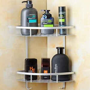 Hawsam No Drilling Bathroom Corner Shelves, Aluminum 2 Tier Shower Shelf Caddy Adhesive Storage Basket for Shampoo (Corner)