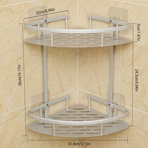 Hawsam No Drilling Bathroom Corner Shelves, Aluminum 2 Tier Shower Shelf Caddy Adhesive Storage Basket for Shampoo (Corner)