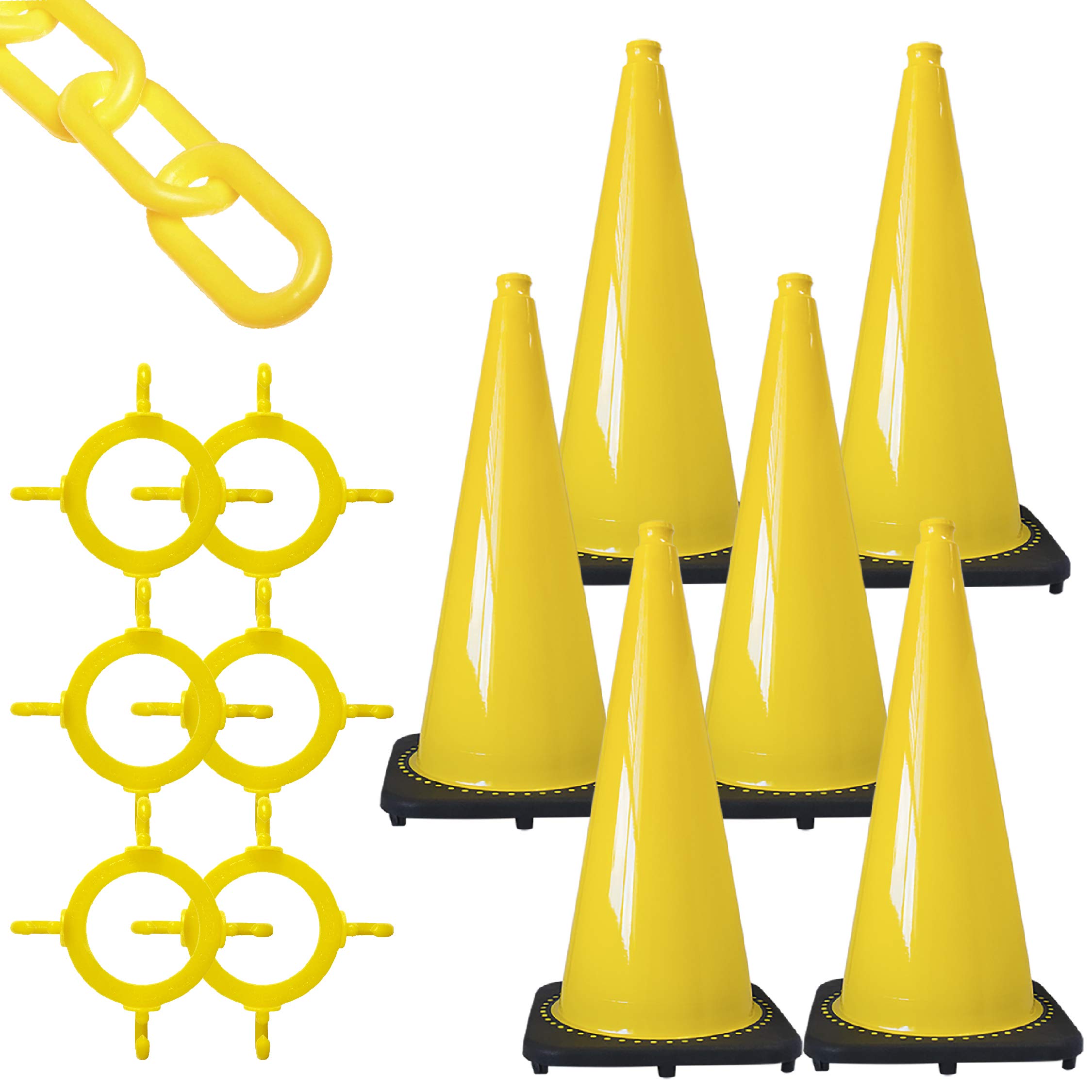 Mr. Chain Traffic Cone and Chain Kit, Yellow, 28-Inch Height (93202-6)