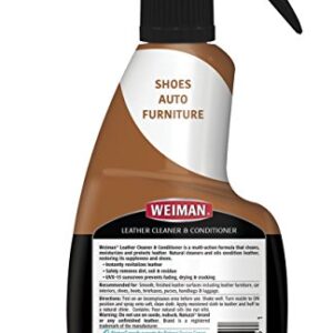 Weiman Leather Cleaner and Conditioner for Furniture - 12 Ounce - 2 Pack - Ultra Violet Protection Help Prevent Cracking or Fading of Leather Couches, Car Seats, Shoes, Purses