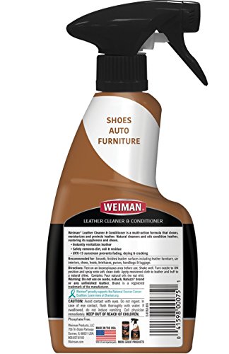 Weiman Leather Cleaner and Conditioner for Furniture - 12 Ounce - 2 Pack - Ultra Violet Protection Help Prevent Cracking or Fading of Leather Couches, Car Seats, Shoes, Purses