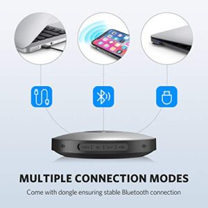 EMEET Bluetooth Speakerphone M2 Gray Conference Speaker, Idea for Home Office 360º Voice Pickup 4 AI Echo & Noise Canceling Microphones, Skype USB Speakerphone AUX in/Out for up to 8 People