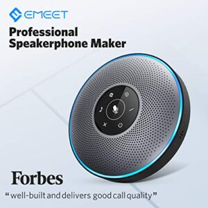 EMEET Bluetooth Speakerphone M2 Gray Conference Speaker, Idea for Home Office 360º Voice Pickup 4 AI Echo & Noise Canceling Microphones, Skype USB Speakerphone AUX in/Out for up to 8 People