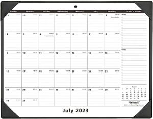 nekmit large desk calendar 2023-2024 with black desk pad, 22"x17" desktop calendar, runs from july 2023 - december 2024 for home or office