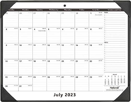 Nekmit Large Desk Calendar 2023-2024 with Black Desk Pad, 22"x17" desktop Calendar, Runs From July 2023 - December 2024 for Home or Office